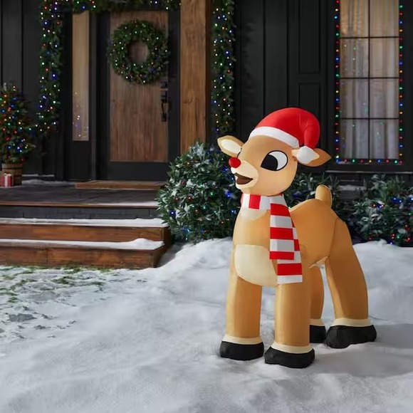 Gemmy | Holiday | Christmas Inflatable Standing Rudolph Reindeer Santa ...